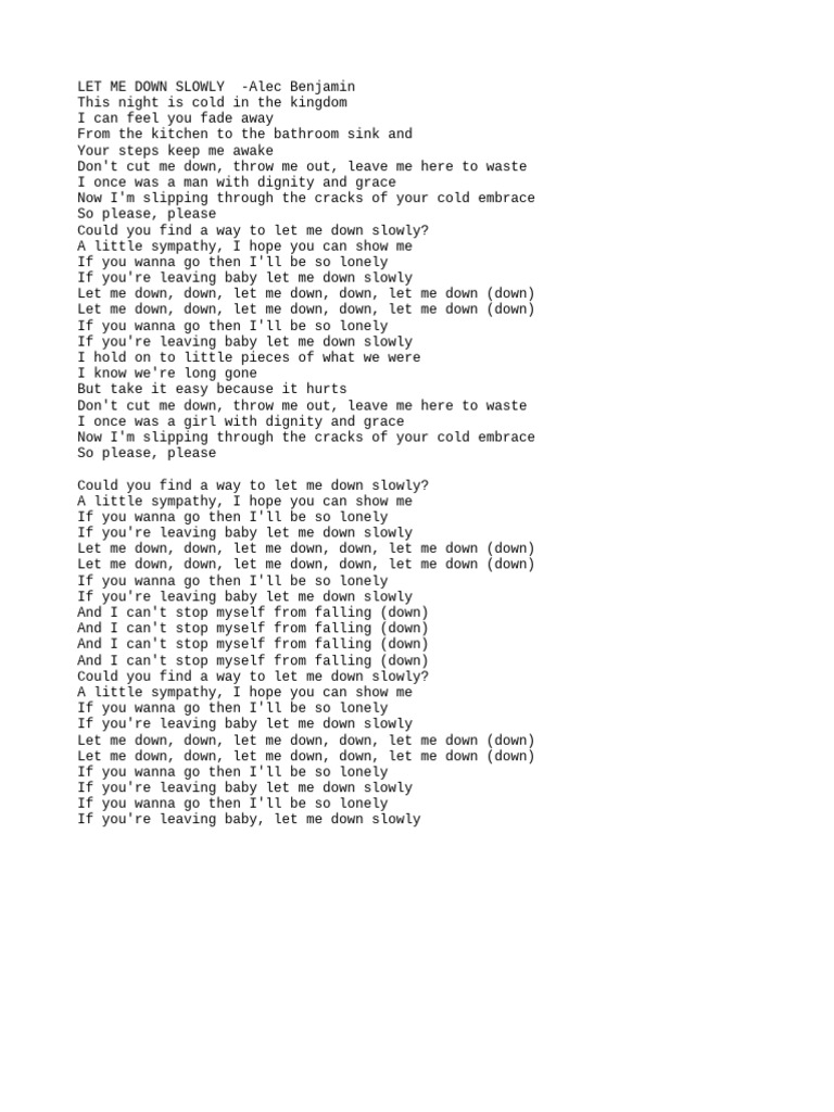 Let Me Down Slowly - Alec Benjamin | PDF