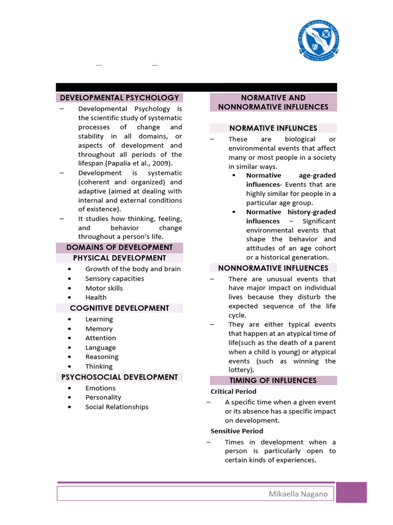 DEV-week-1 | PDF | Developmental Psychology | Nature Versus Nurture
