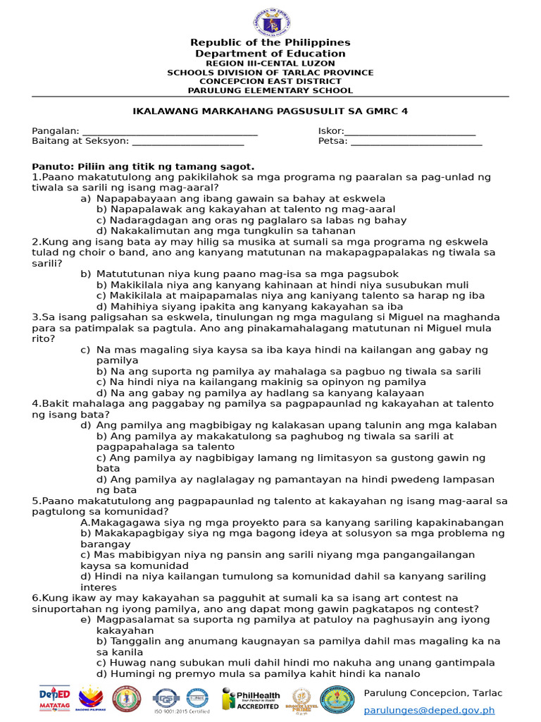 Q2 Pt-Tos GMRC 4 | PDF