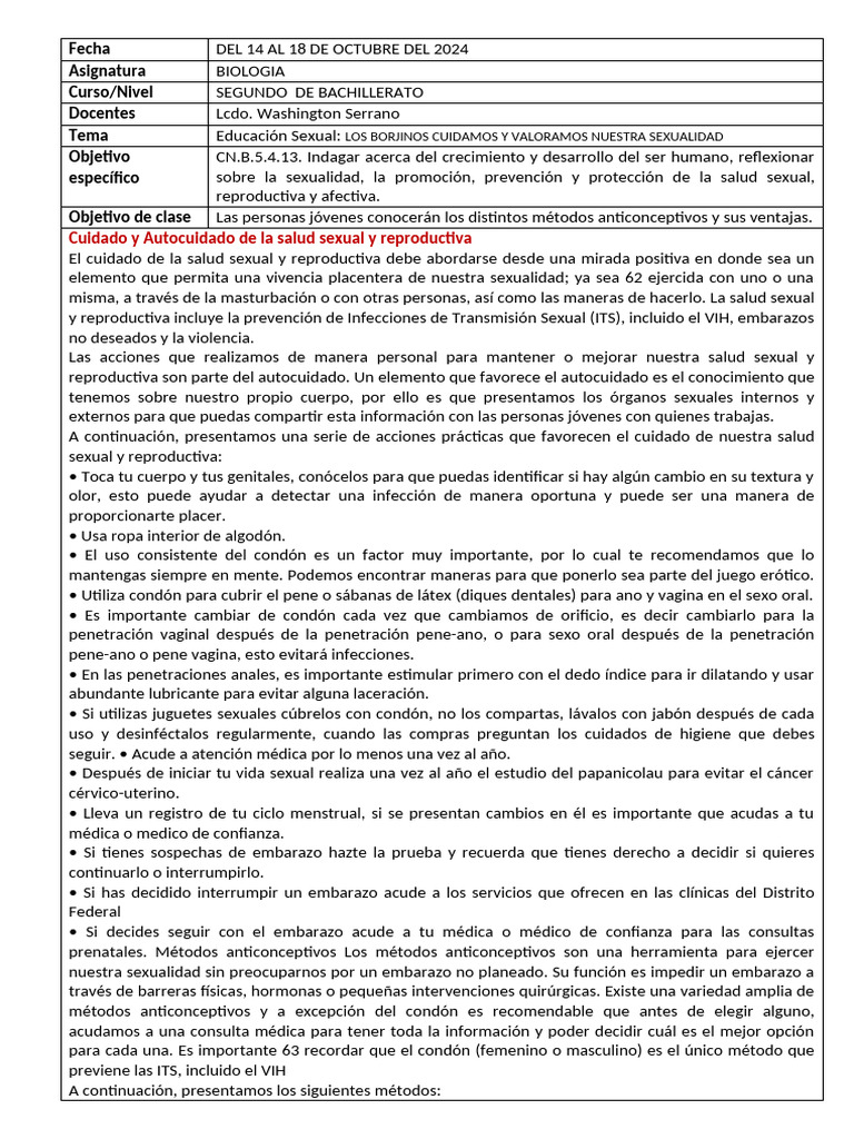 Proyecto 2do Bachill 2do Trim | PDF | Control de la natalidad | Condón