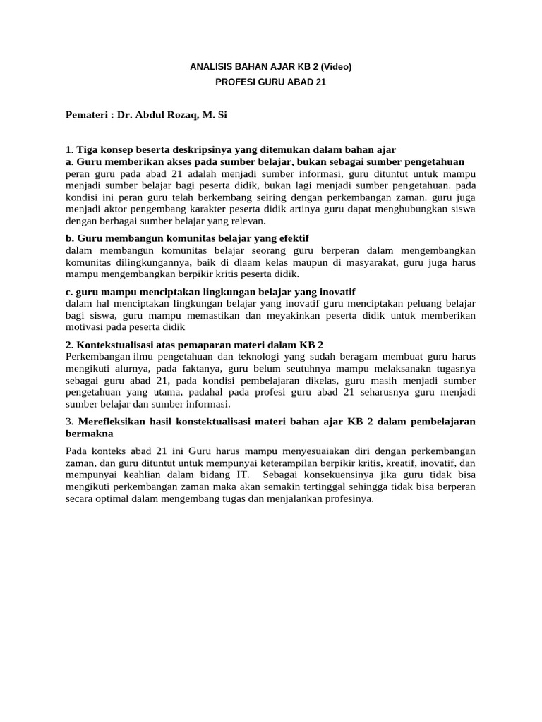 Analisis Bahan Ajar KB 2 | PDF