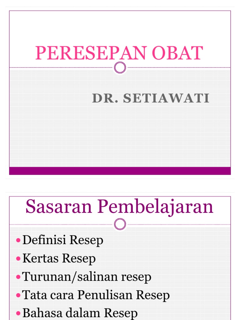 Peresepan Obat - Dr. Wati | PDF | Pengembangan Diri | Kesehatan Holistik