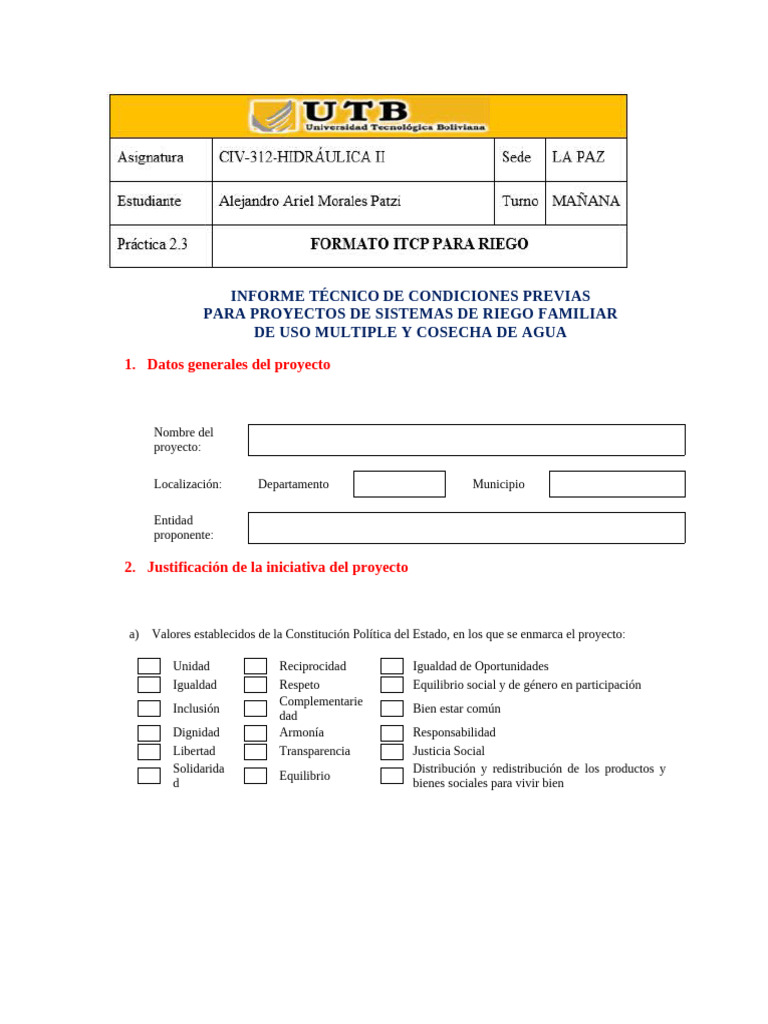 Formato ITCP Riego | PDF | Riego | Agua