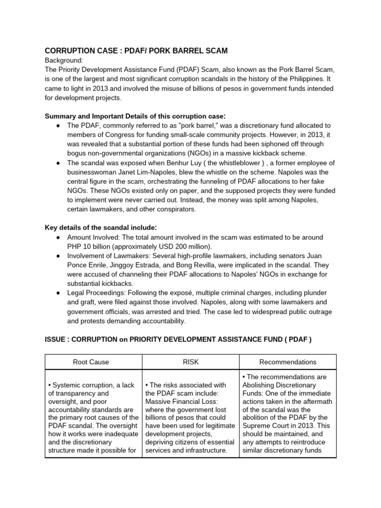 Corruption Case - Pdaf - Pork Barrel Scam | PDF | Corruption ... Corruption Case - Pdaf - Pork Barrel Scam | PDF | Corruption ...