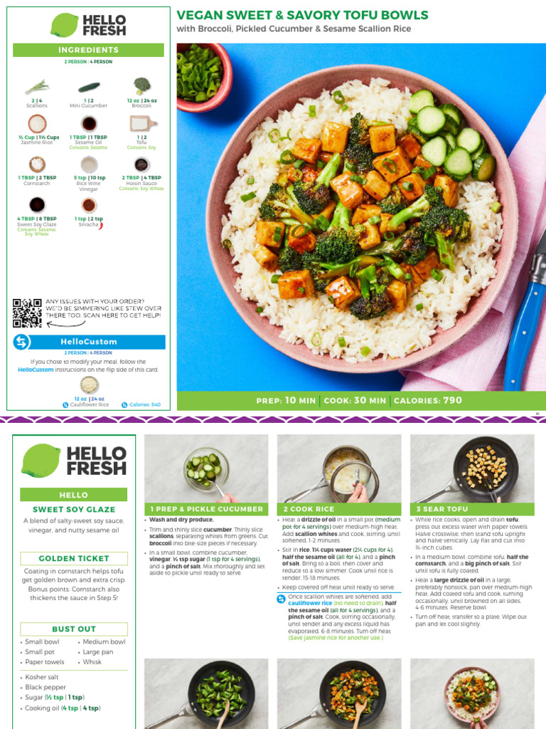 With Broccoli, Pickled Cucumber & Sesame Scallion Rice: Ingredients ...