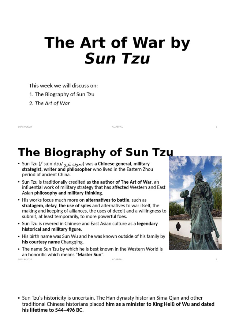 Sun Tzu's Art of War & Biography | PDF | Sun Tzu | The Art Of War