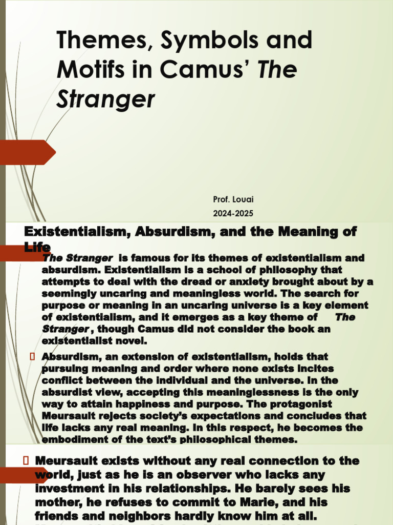 Meursault: Symbol of Existentialism | PDF | Existentialism | Albert Camus