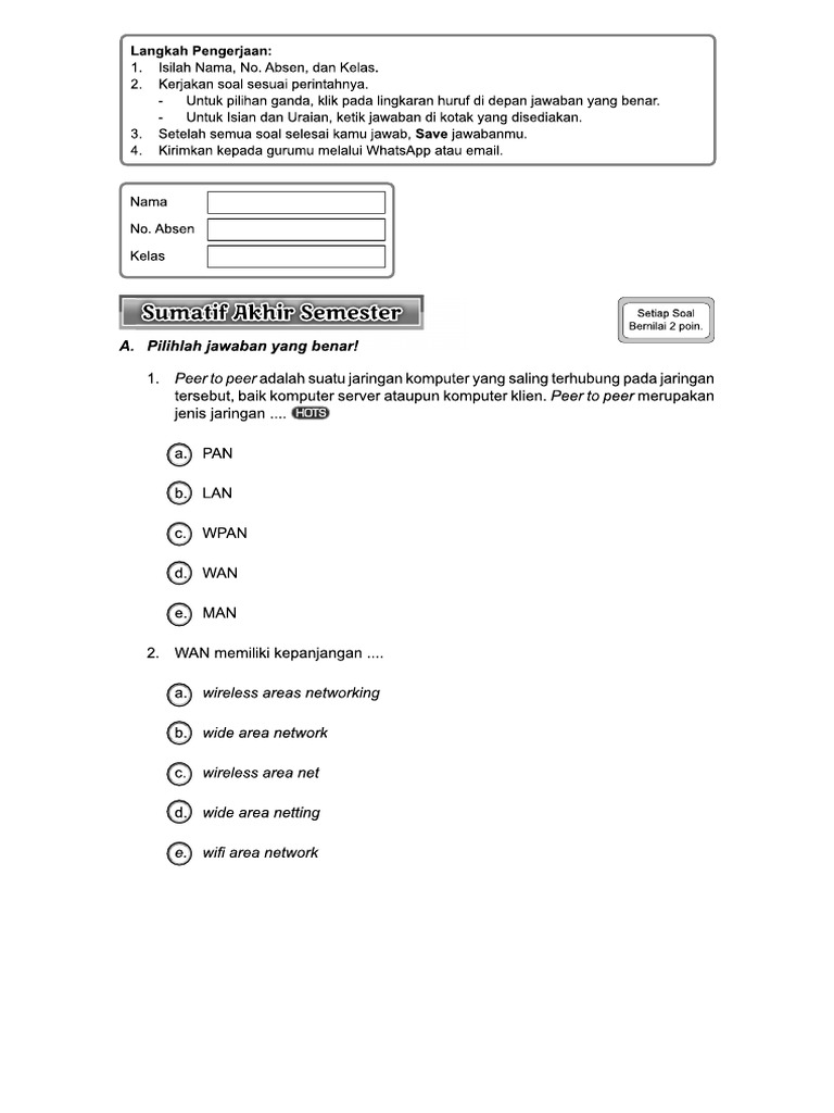 SMA Informatika 11 Sumatif Akhir Semester | PDF