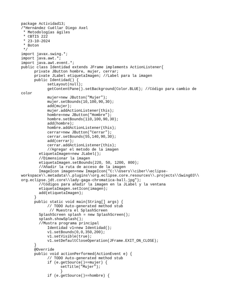 Actividad de Programación en Java para Mostran Pantallas de Carga | PDF