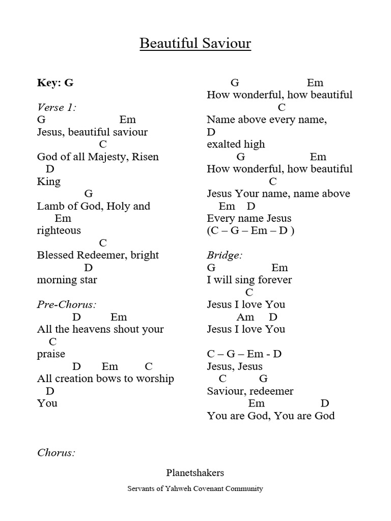 Beautiful Savior Guitar Chords