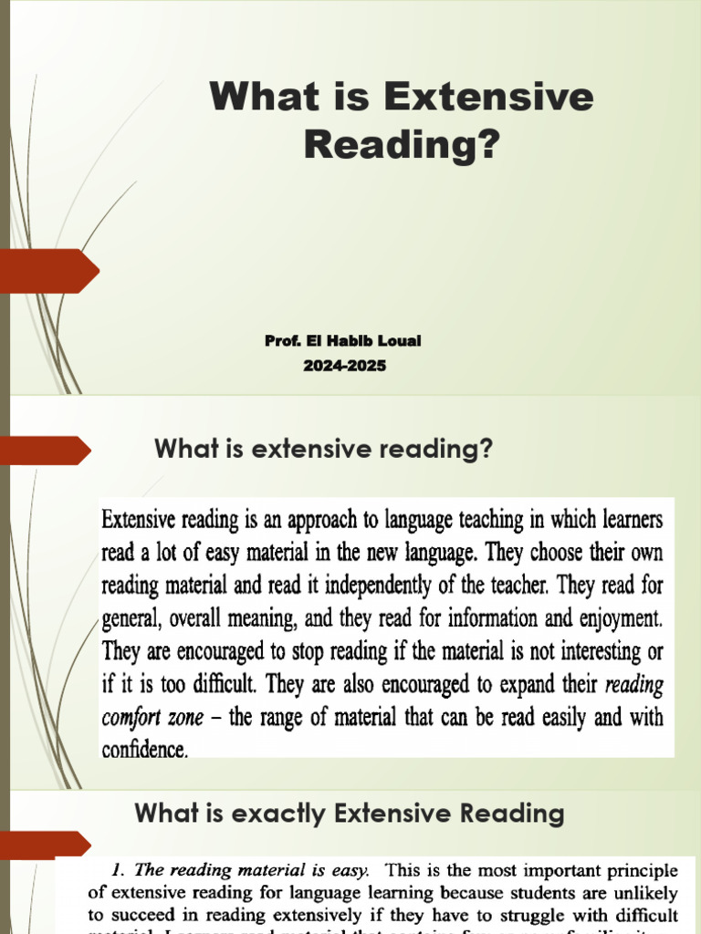 EXtensive Reading Pres1 | PDF | General Fiction