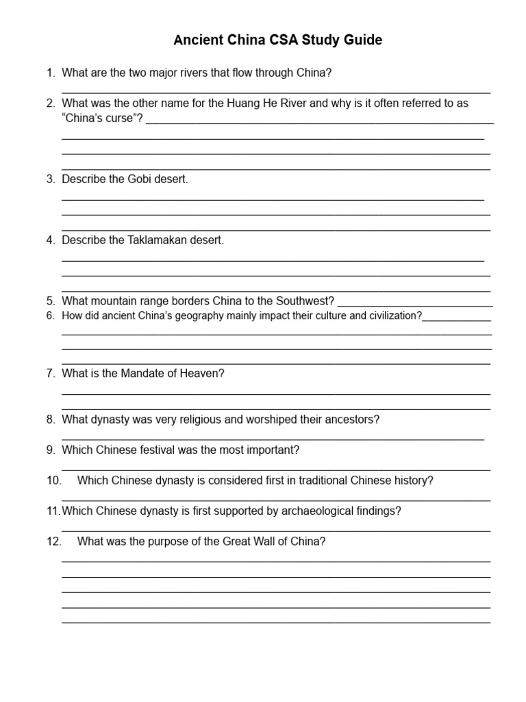 CSA Studyguide For Ancient China | PDF | Chinese Philosophy | China