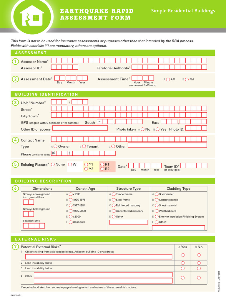Earthquake Simple Residential Form | PDF