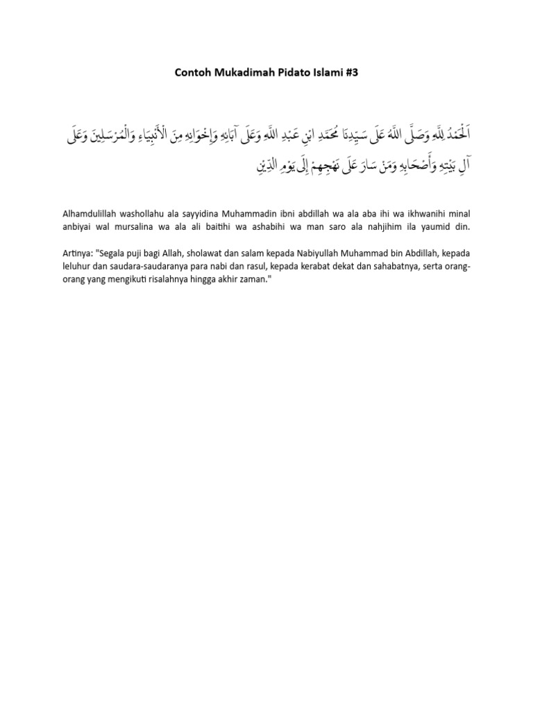 Contoh Mukadimah Pidato Islami 3 | PDF