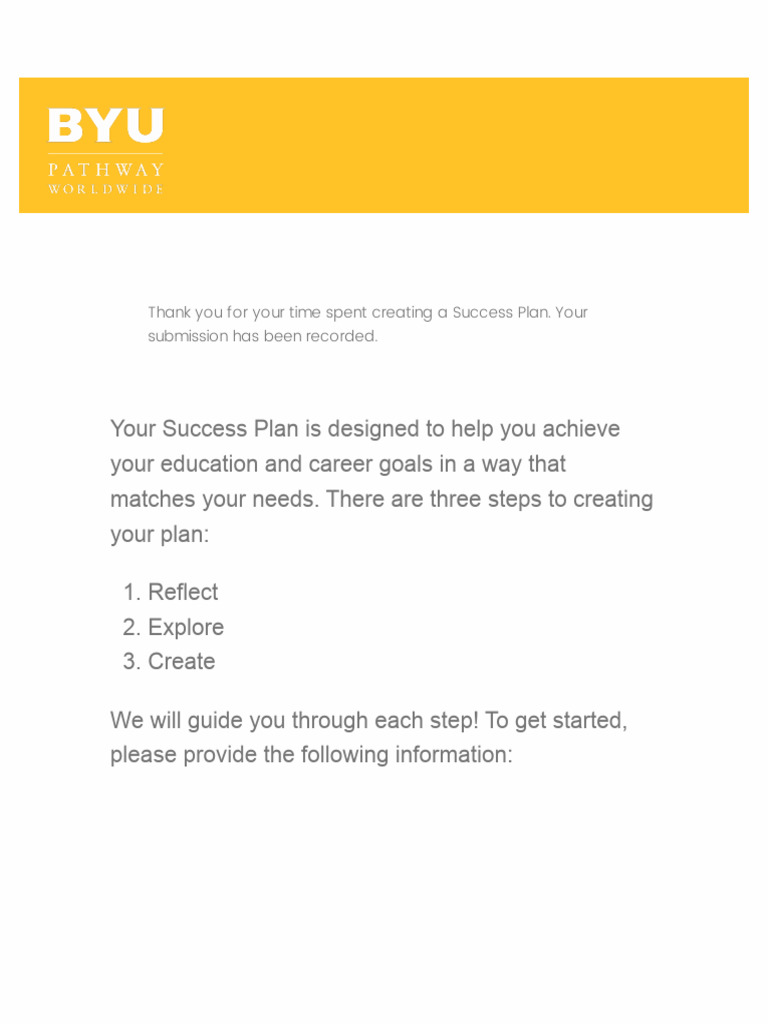 Create Your BYU Success Plan | PDF | Disciplines | Social Psychology