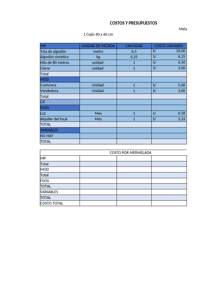 Libro1 .Costos y Presupuestos | PDF | Unidades de medida | Metrología