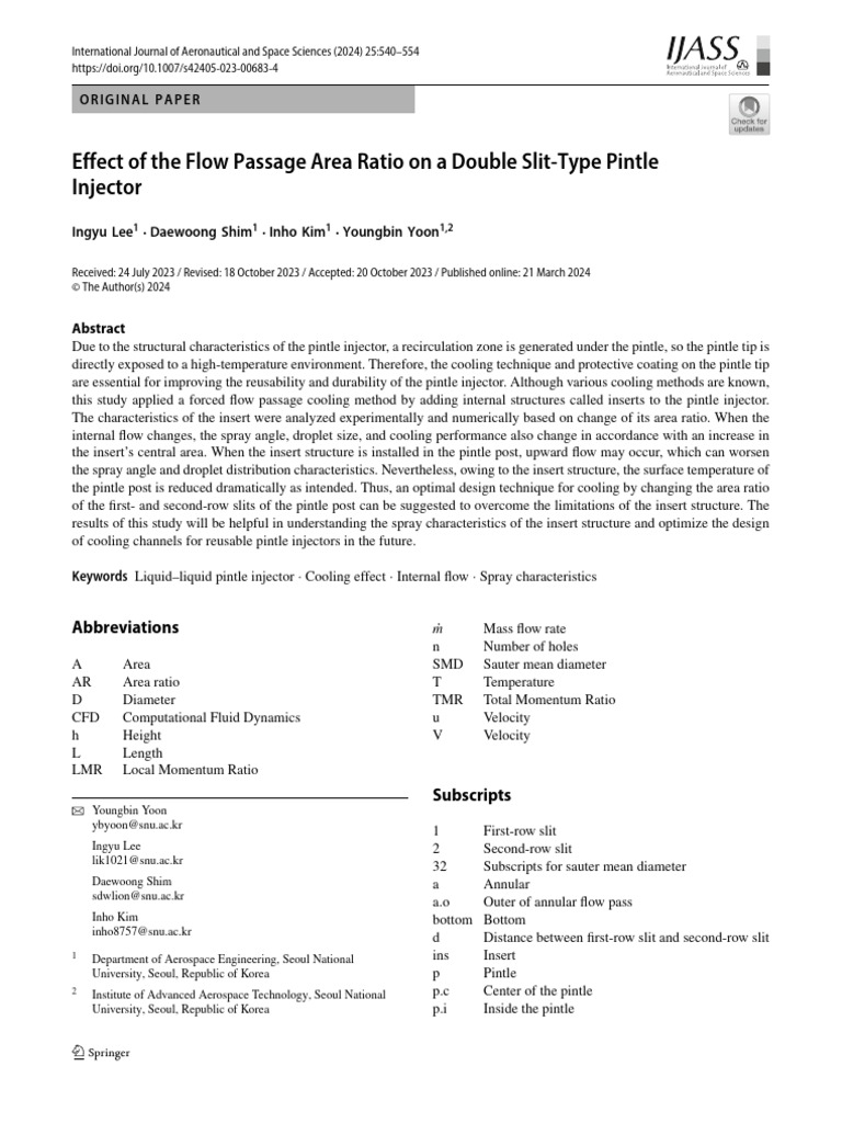 Effect of The Flow Passage Area Ratio On A Double Slit-Type Pintle ...