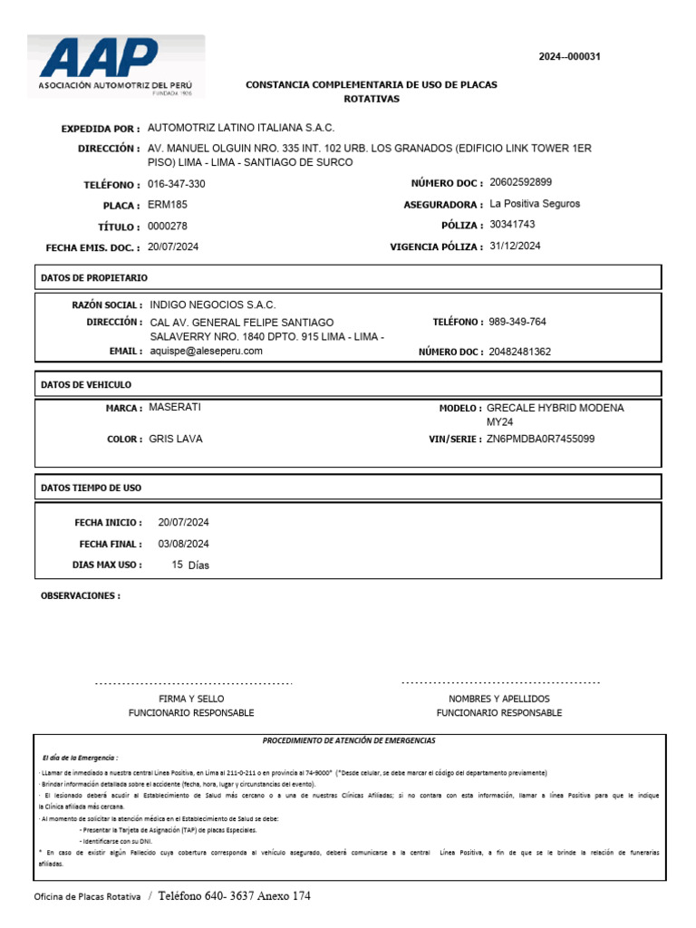 Reporte Constancia Complementaria | PDF