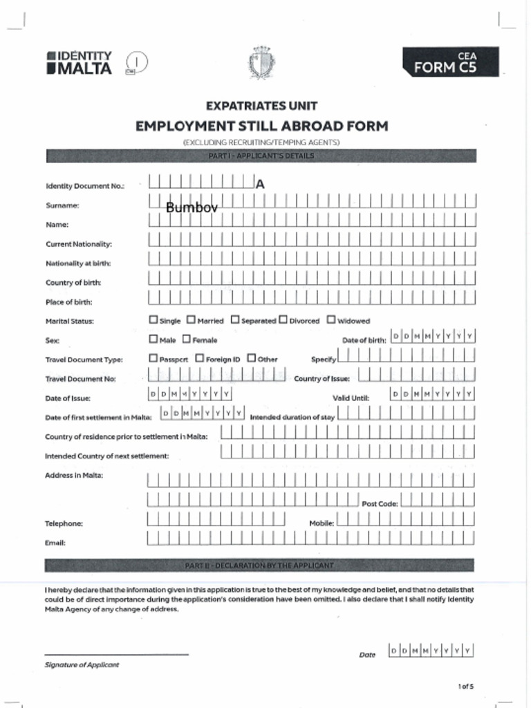 CEA Form C5 (Still Abroad Form) | PDF