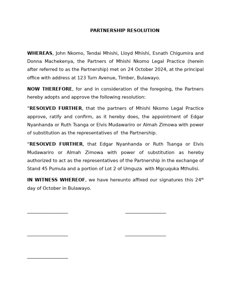 Partnership Resolution | PDF