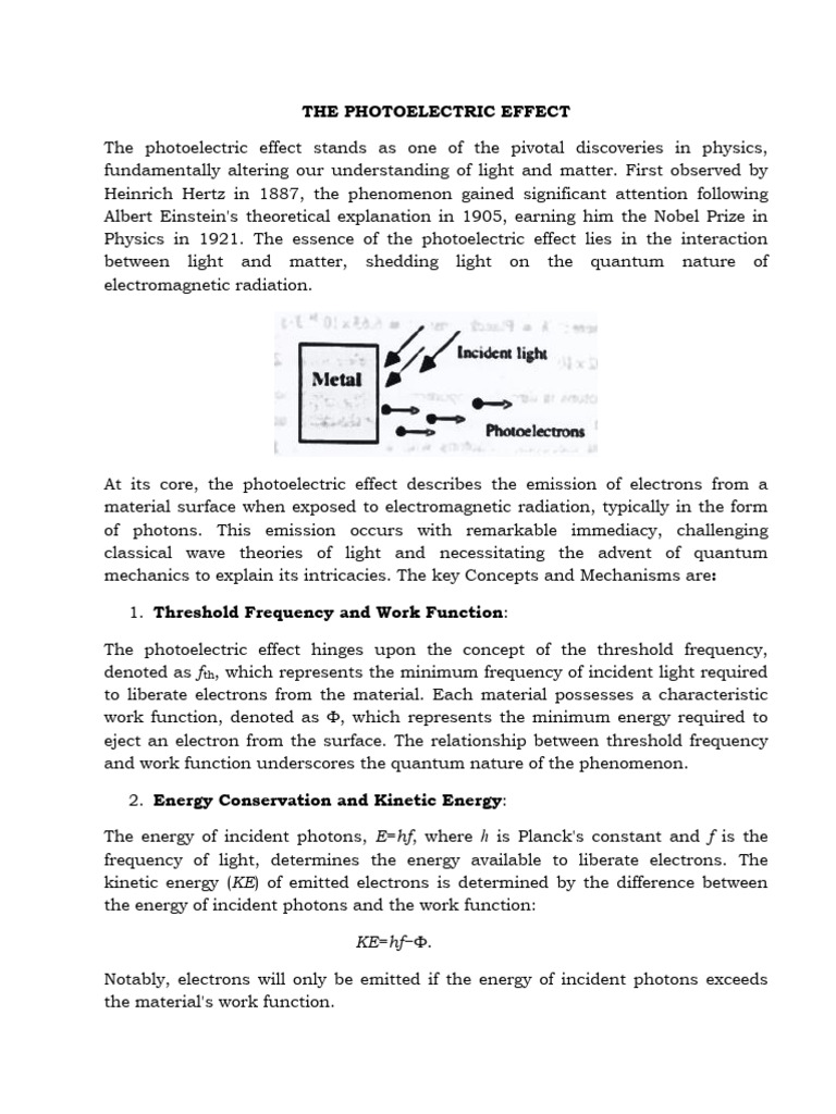 THE PHOTOELECTRIC EFFECT and X-RAY NOTE | PDF | Photoelectric Effect ...