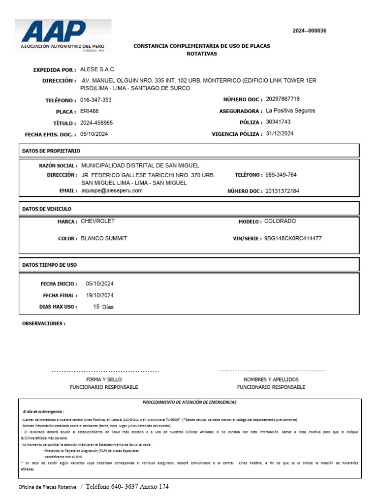 Reporte Constancia Complementaria | PDF