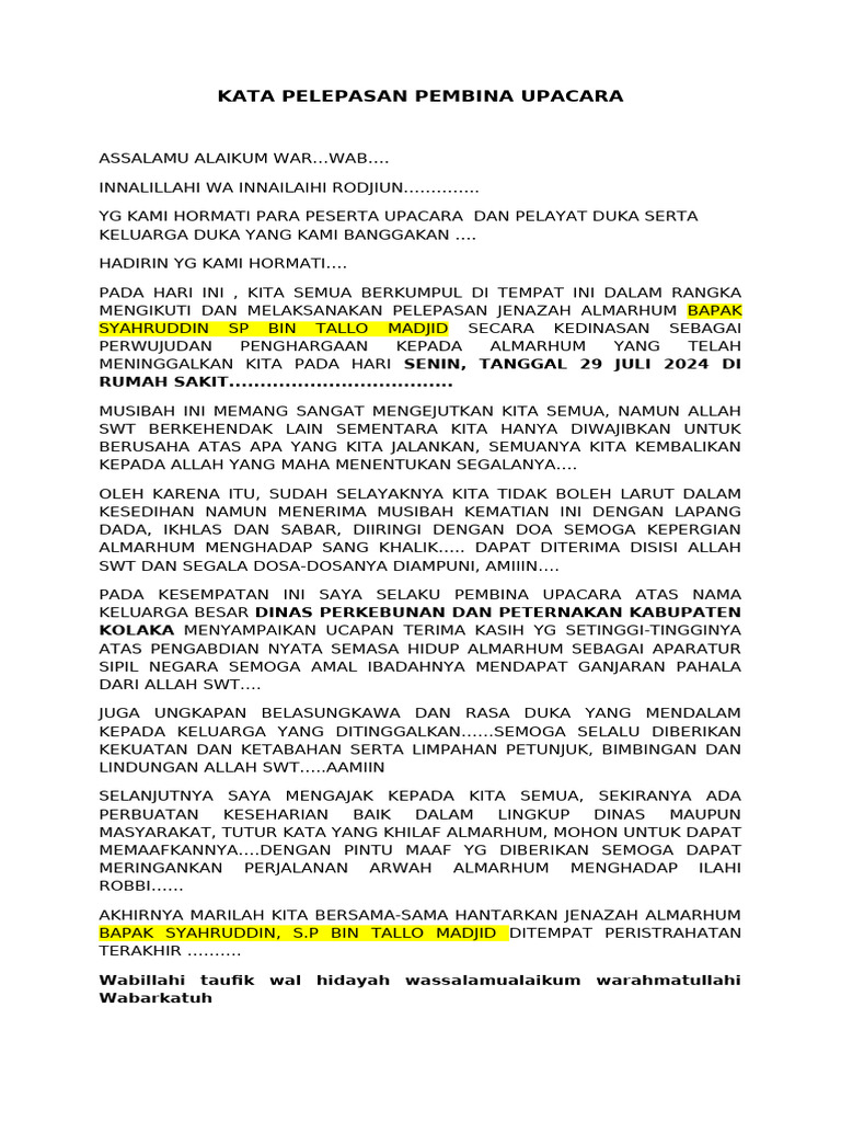 Doa & Sambutan | PDF