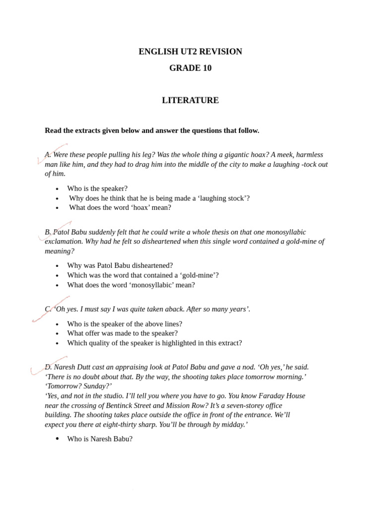 G10 ENG UT2 Revision | PDF