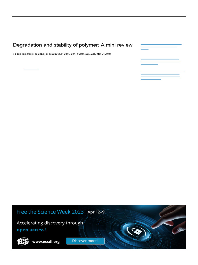Degradation and Stability of Polymer A Mini Review | PDF | Polymers ...
