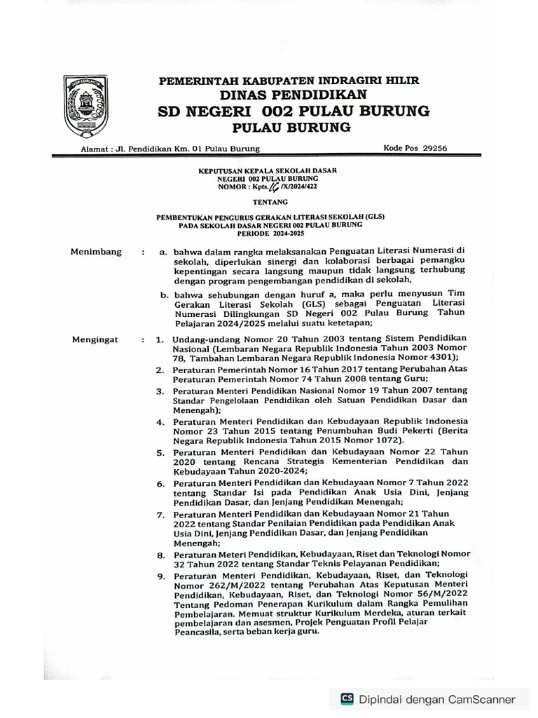 SK Literasi SDN 002 PBR | PDF