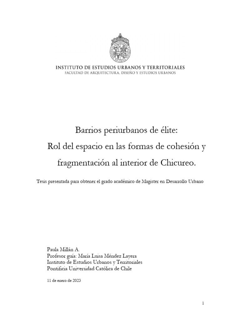 TESIS-Barrios Reriurbanos de Elite | PDF | Cohesión grupal | Capital social