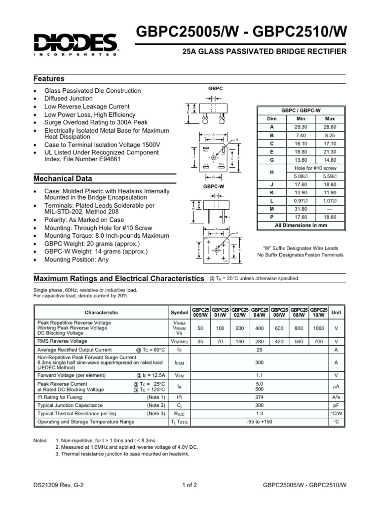 Datasheet | PDF | Rectifier | Alternating Current