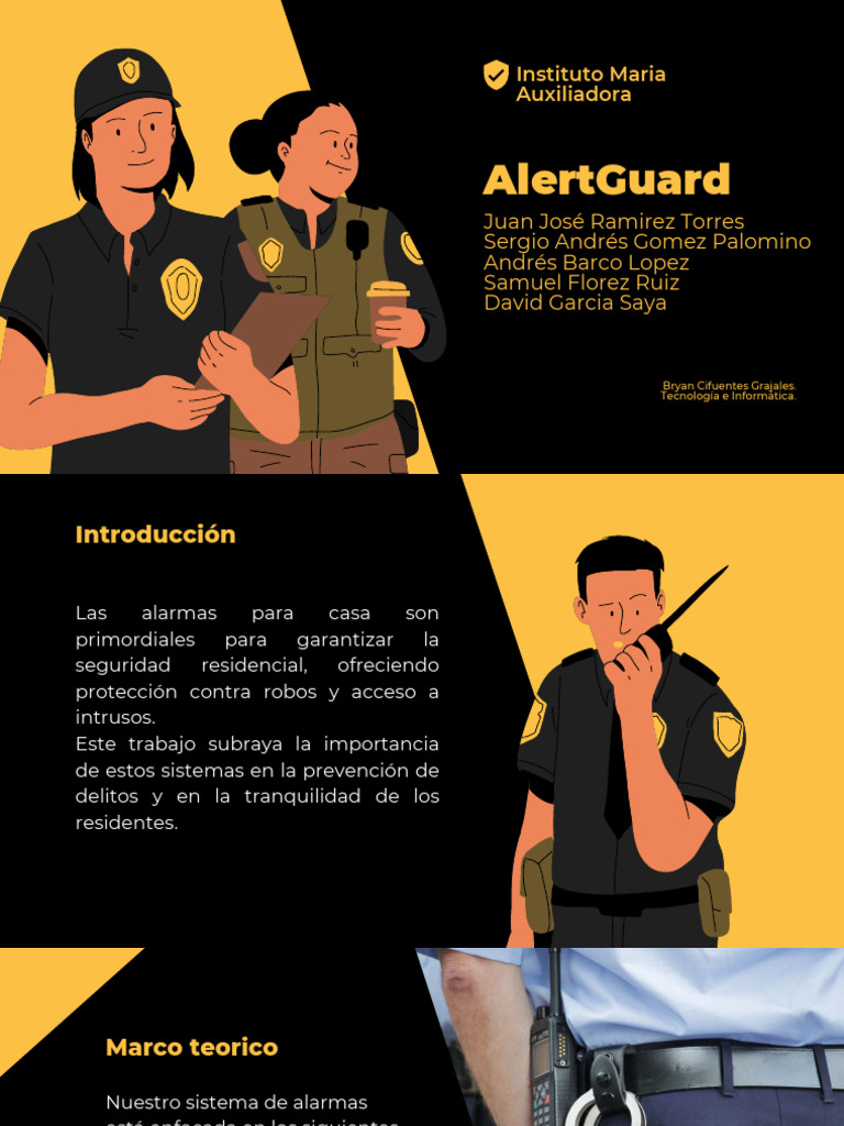 Presentación Seguridad y Vigilancia Ilustraciones Flat Amarillo y Negro ...