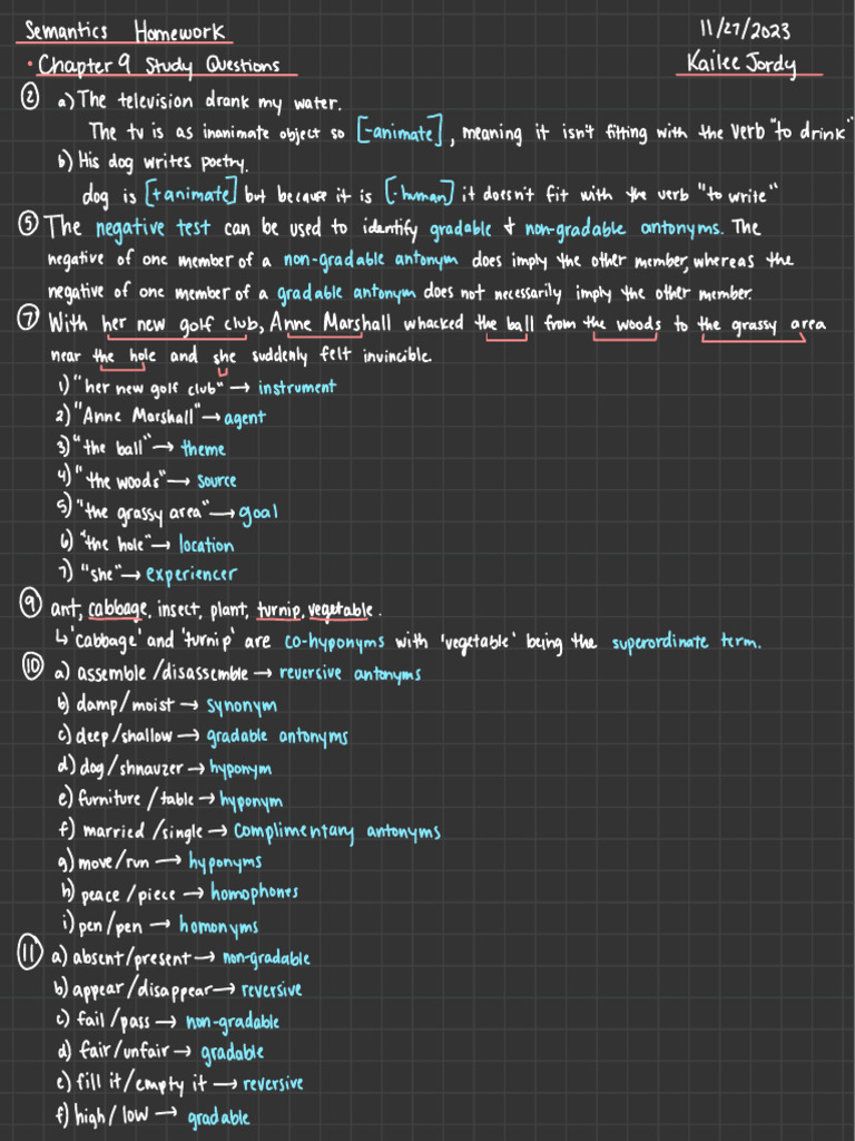 Semantics Homework | PDF | Linguistics | Linguistic Morphology