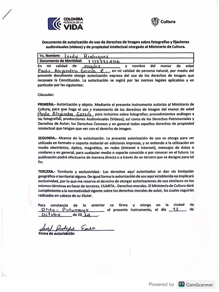 Autorizacion Niños - Manifestaciones Artisticas para Fortalecer El ...