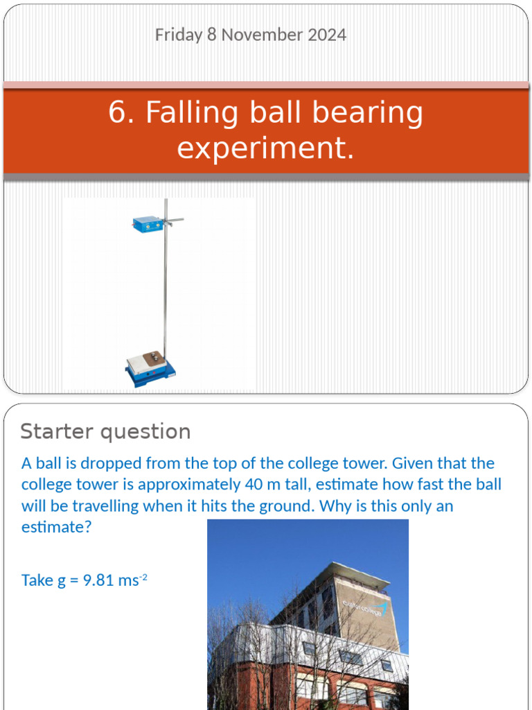 Falling Ball Bearing Experiment | PDF
