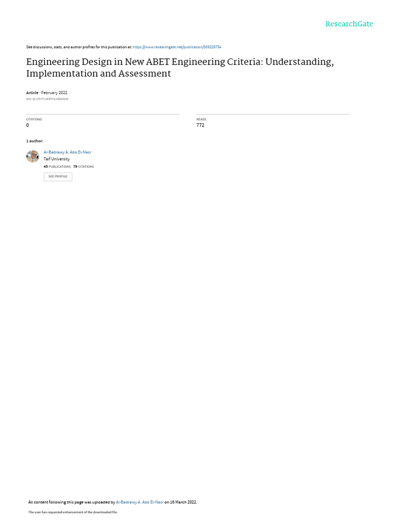 ABET Paper | PDF | Engineering | Engineering Design Process