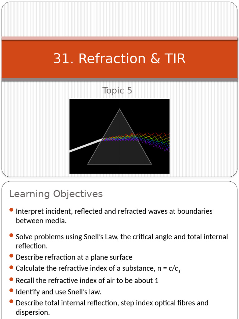 Refraction and TIR | PDF | Refraction | Refractive Index
