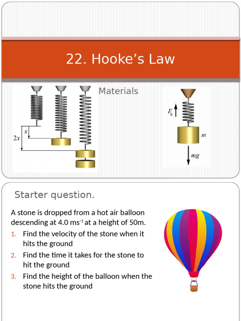 23 Hooke's Law | PDF | Physical Quantities | Applied And ...