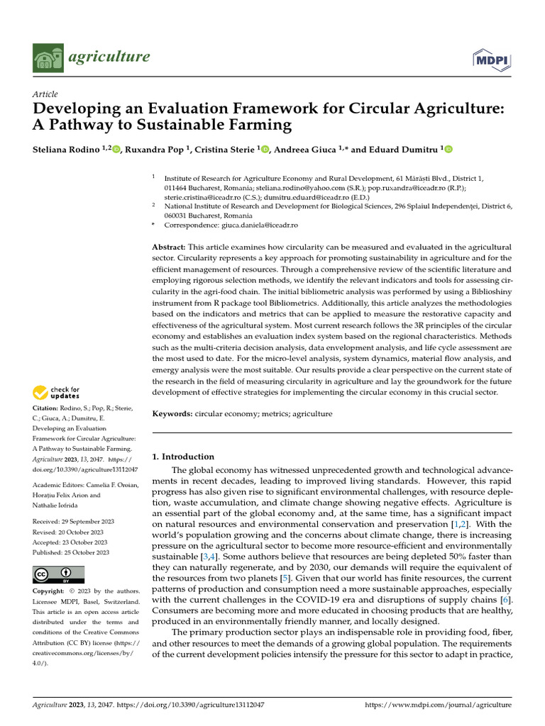 Agriculture 13 02047 | PDF | Sustainability | Economy And The Environment