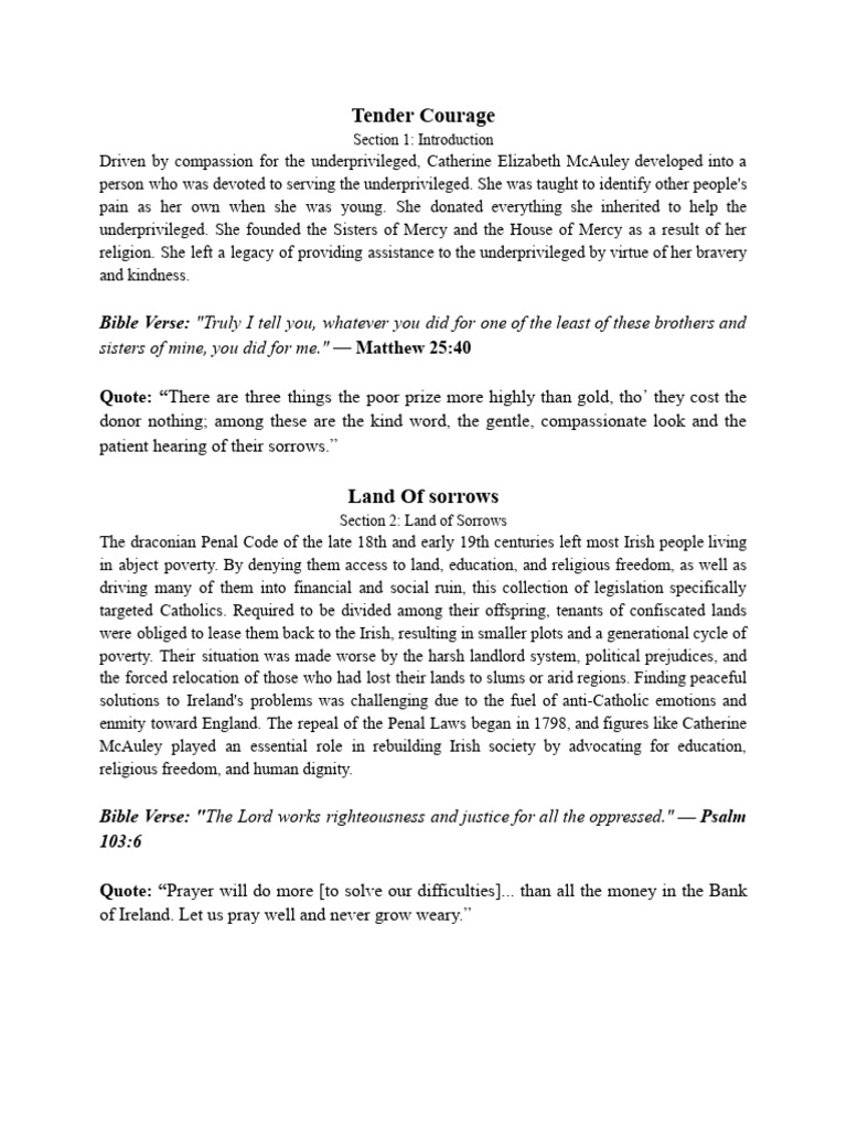 Catherine McAuley's Legacy of Compassion | PDF | Courage