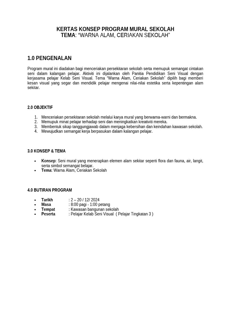 Kertas Konsep Program Mural Sekolah | PDF