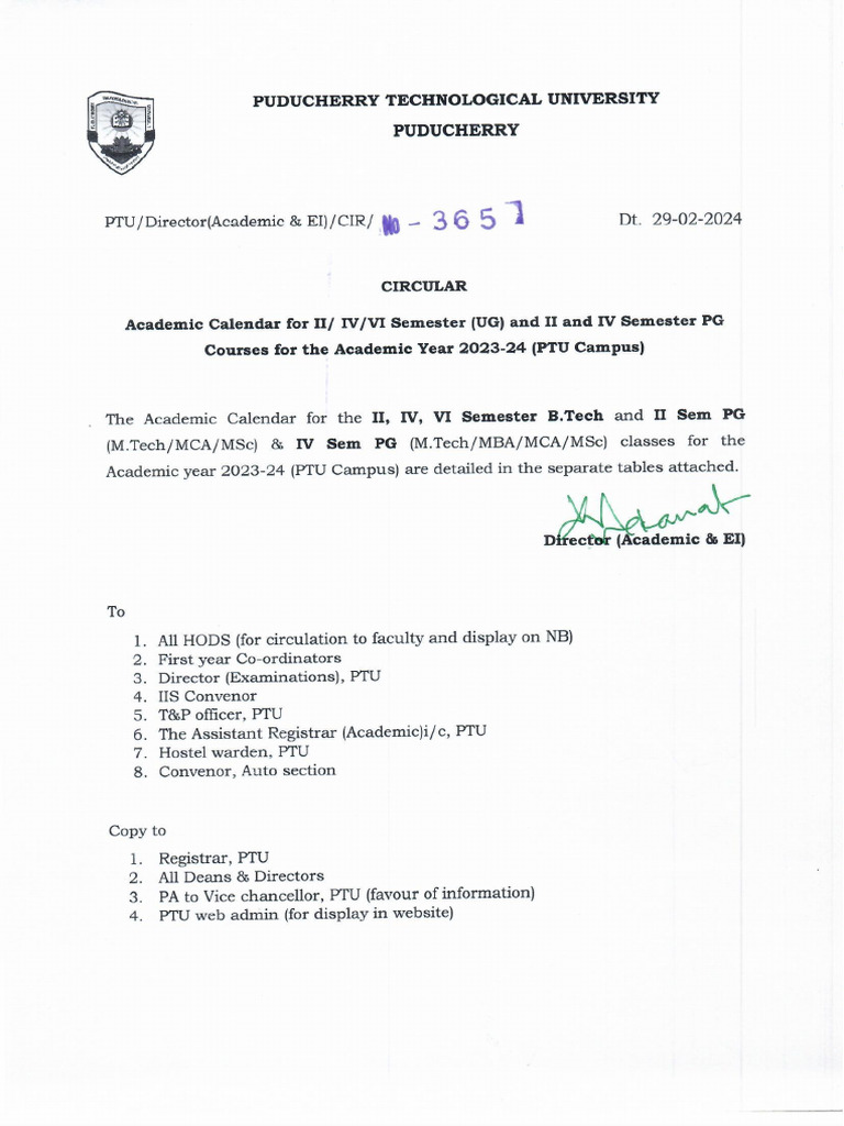 Academic Calender | PDF