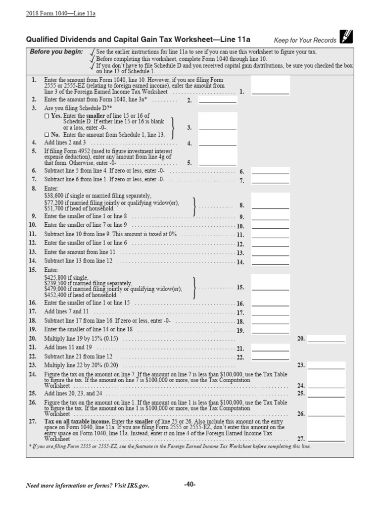 Capital Gain Tax Worksheet 1040i | PDF | Capital Gain | Irs Tax Forms