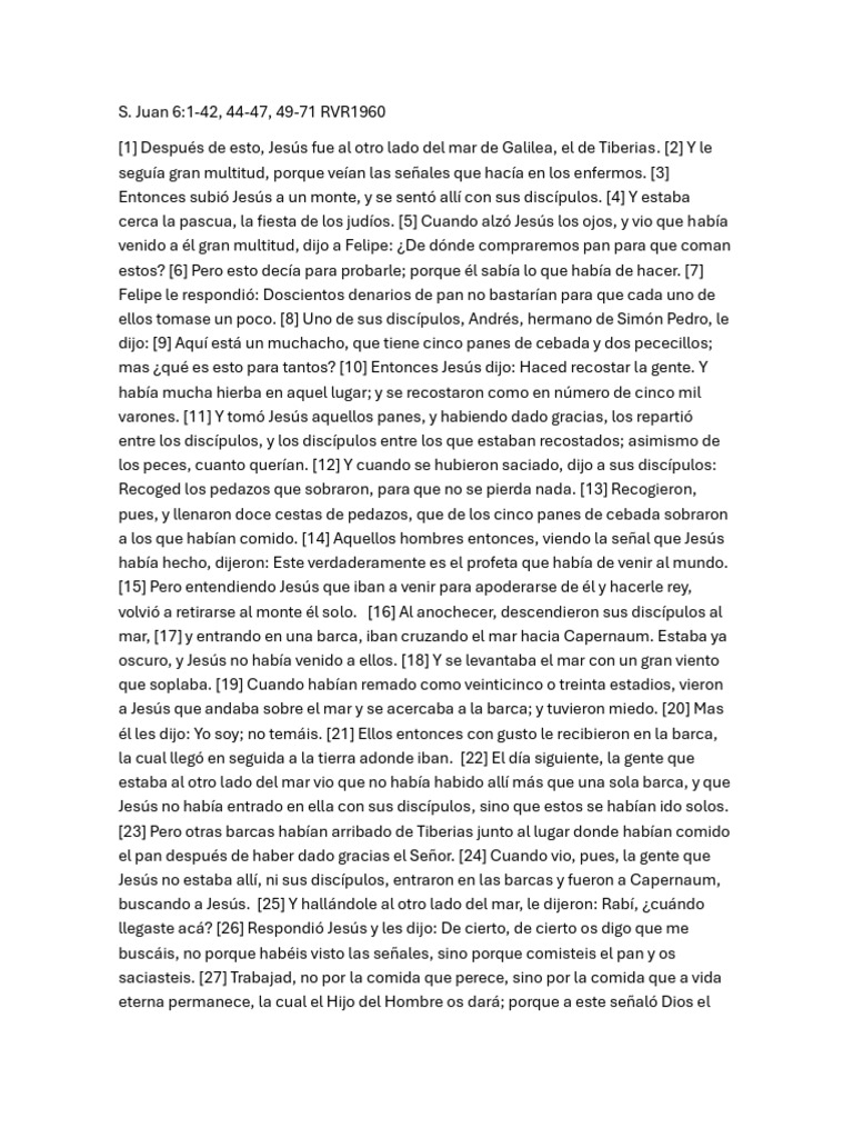 Juan Capitulo 6 | PDF | Jesús | Vida eterna (cristianismo)