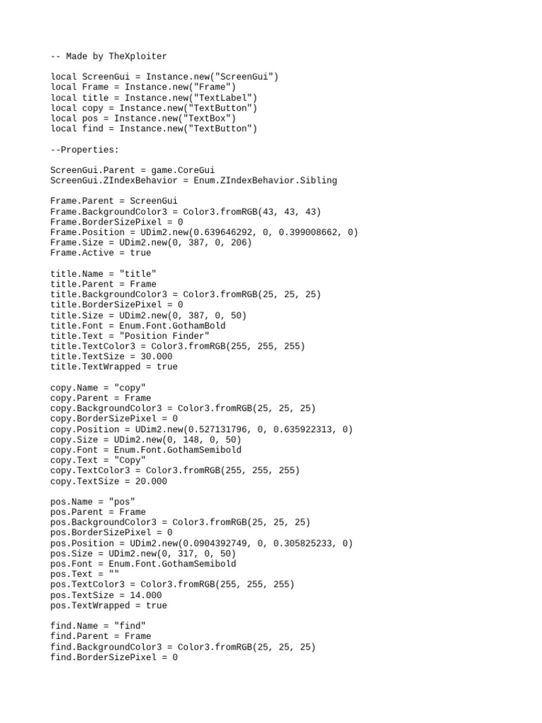 Position Finder Gui | PDF | Text | Typography
