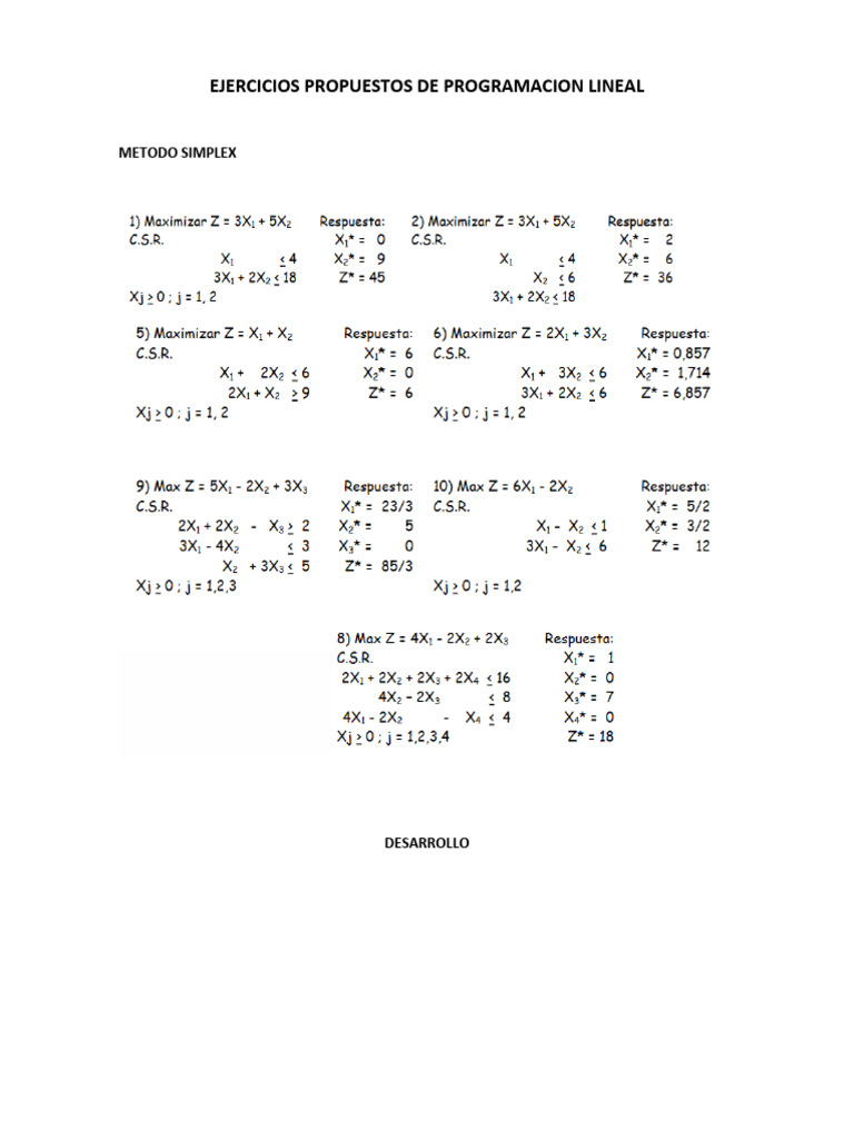 Ejercicios Propuestos de Programacion Lineal | PDF
