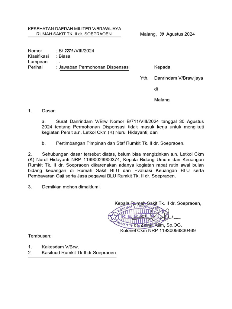 Surat Jawaban Karumkit | PDF | Sains & Matematika