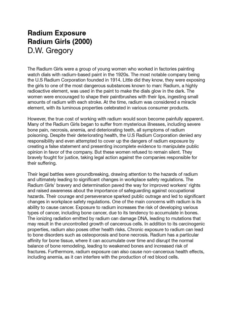 Radium Girls PDF | PDF | Carcinogen | Cancer