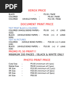 Xerox Price List | PDF